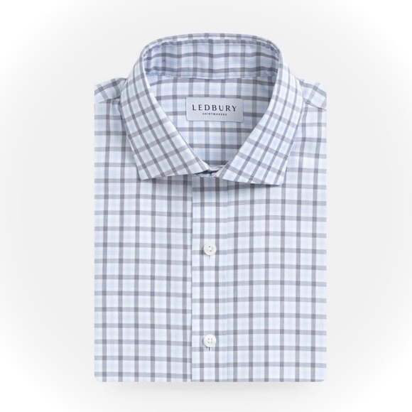 LEDBURY | Shirts | Ledbury L 7 Mens Huxley Tattersall Gingham Blue Grey ...